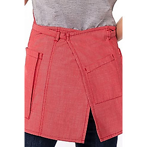 Chef Works Unisex Medford Short Bib Apron, Coral, One Size