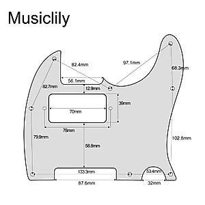 Musiclily 8 Hole Humbucker Tele Pickguard HH Scratch Plate for Fender American/Mexican Standard Telecaster Modern Style Electric Guitar, 3 Ply Black