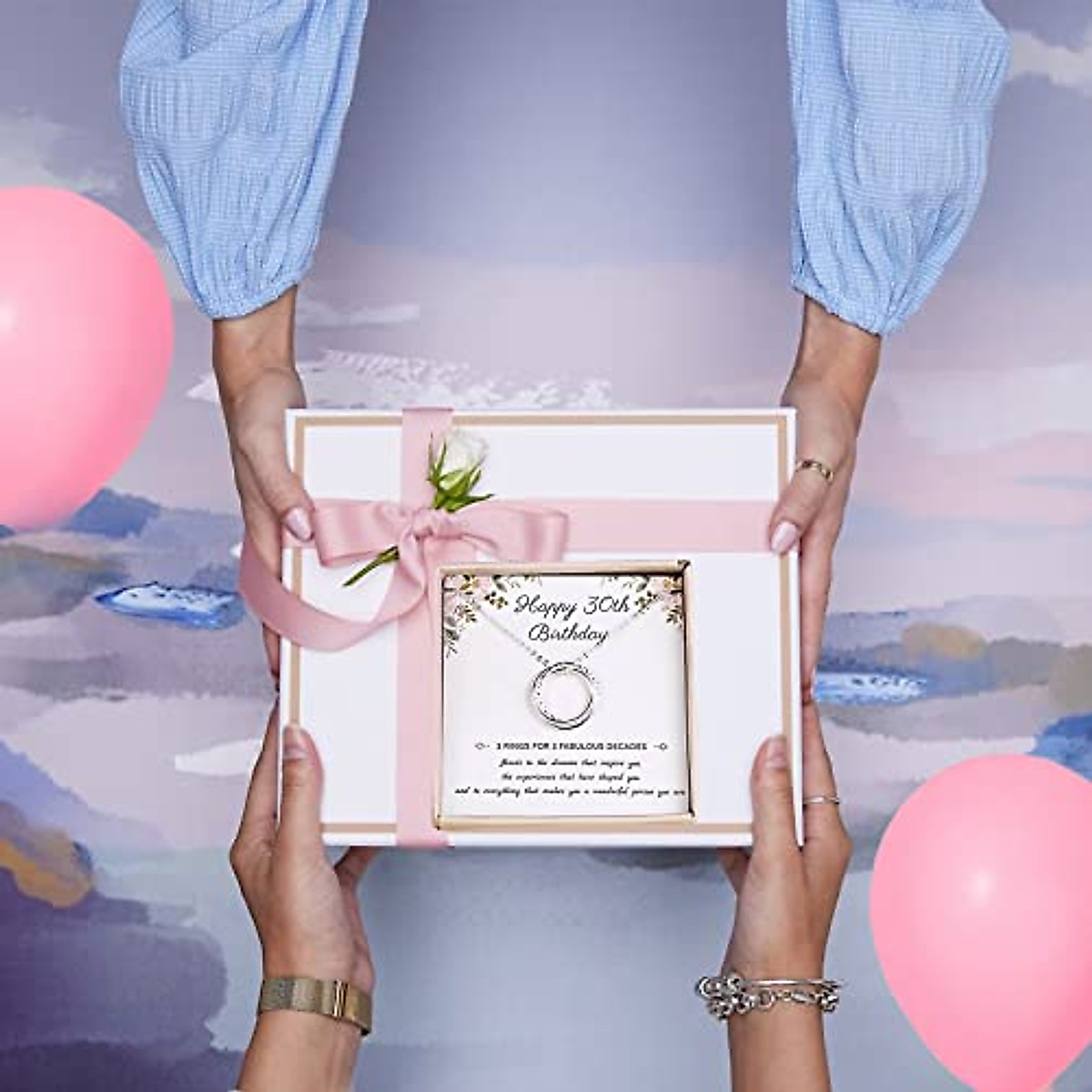 30th Silver Birthday Gifts for Women S925 Sterling Silver Birthday Necklaces 30th 40th 50th 60th 70th 80th Happy Mothers Day Jewelry 30 40 50 60 70 80 Year Old for Daughter Mom Friend Jewelry Gifts