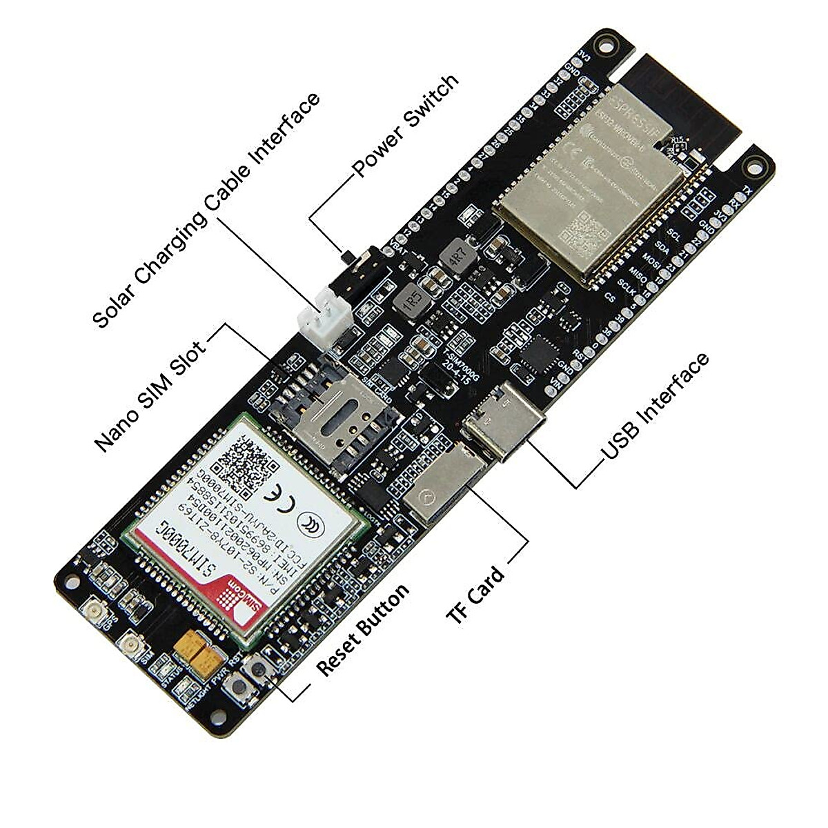 LILYGO T-SIM7000G ESP32-WROVER-B Solar Charge SIM GPS Antenna CH9102F 4MB 2G/NB TTGO Development Board