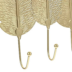 Alipis Leaves Iron Hooks Wall Hanging Hook Decorative Wall Hooks Key Holder Gold Single Prong Coat Hanger for Clothes Hat Jacket Towel