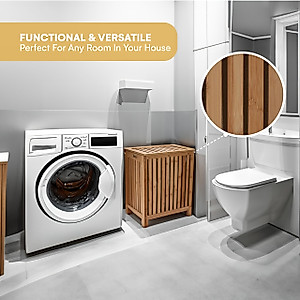 2LB Depot Laundry Hamper - 25x20x13-Inch Waterproof Bamboo Laundry Basket with Lid - Clothes Hamper for Laundry, Versatile Storage for Blankets, Toys, Towels, or Shoes - Suitable for Home Organization