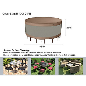 Garden Balsam Patio Furniture Cover Beige 48" D X 28" H Round Waterproof Outdoor Table Chair Set Covers Outdoor Sectional Cover Outdoor Furniture Set Cover