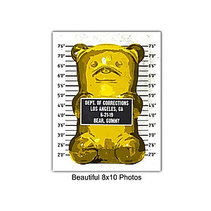 Gummy Bear Mugshot Modern Pop Art, Wall Art Set - Original 8x10 Poster Prints - Cool Unique Gift - Unframed Photo Pictures