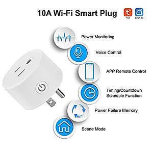 Sparkleiot Tuya WiFi Smart Plug Works with Alexa Google Assistant IFTTT for Voice Control Mini Smart Outlet Plug with Timer Function,No Hub Required,Only 2.4GHz Wi-Fi,FCC/Rohs Listed Socket(2 Pack)