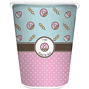 RNK Shops Personalized Donuts Waste Basket - Double Sided (Black)