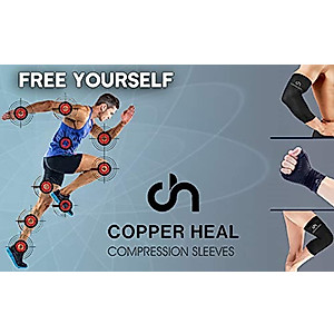 COPPER HEAL ANKLE Compression Sleeve (PAIR) - Highest Copper Infused Socks Arch Support Foot Swelling Achilles Tendon Joint Pain Plantar Fasciitis Sports Injury (L - pair)