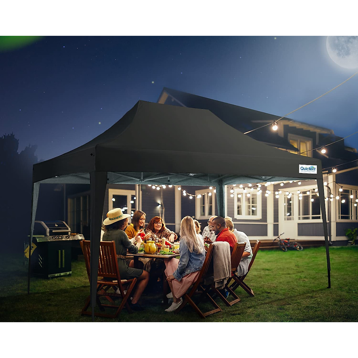 Quictent Privacy 10x15 EZ Pop up Canopy Tent Instant Folding Party Tent Photo Booth with Sidewalls and Wheeled Carry Bag Waterproof (Black)