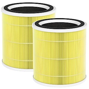 FCFMY 2 Pack AC400 Pet Care Replacement Filter Compatible with Purivortex AC400 Air Cleaner Purifier, 3-in-1 Filter of H13 True HEPA and Activated Carbon Filter, Yellow