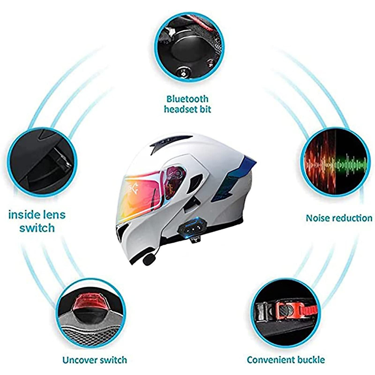 YMKJGZS Motorbike Motorcycle Modular Bluetooth Helmet DOT Approved Flip Up Front Helmets Integrated Dual Anti-Fog Visors Full Face Street Racing Helmet for Adults Men Women (14,M(57-58CM))