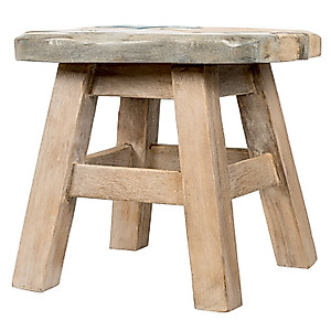 Whale Design Hand Carved Acacia Hardwood Decorative Short Stool
