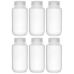 EISCO 6PK Reagent Bottles, 250ml - Wide Mouth with Screw Cap - Polypropylene - Translucent Labs