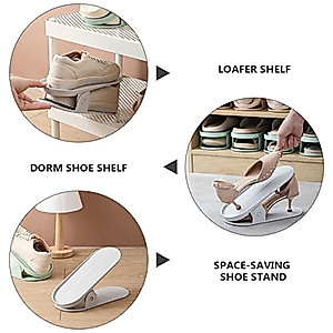 Baluue 6 pcs Shoe Small Rack Stacker High Stand Shoes Support Removable Slipper Plastic Slots Saver Cabinet Space-Saving Holder Organizer, Stands Layer Adjustable Heel for