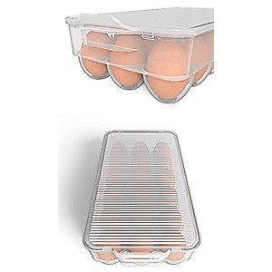Clear Covered Egg Holder 3-Pack, Plastic Egg Storage for Refrigerator, Egg Tray Container with Lid, Fits 18 Eggs
