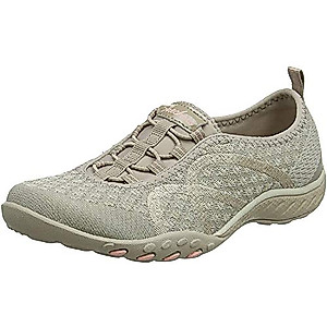 Skechers Relaxed Fit Breathe Easy Fortune Knit Womens Bungee Sneakers Taupe 9.5 M US
