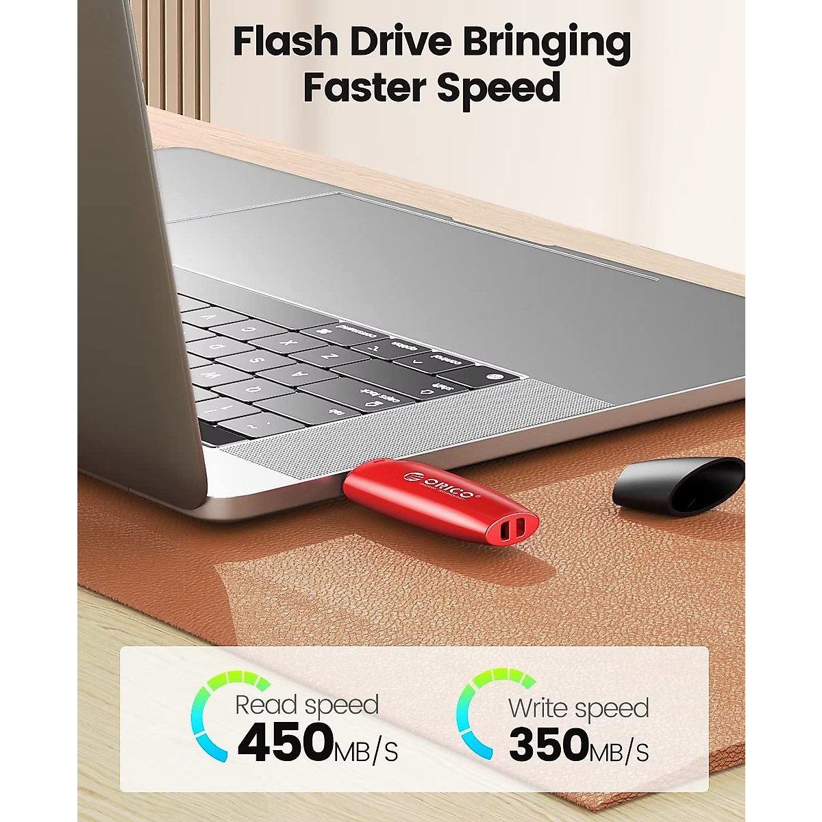 ORICO 405 MB/s Flash Drive 128GB, Memory Stick USB3.2 Reading Thumb Drive with Keychain USB Flash Drive Metal USB Drive Data Storage Compatible with Computer/Laptop（UFSD）