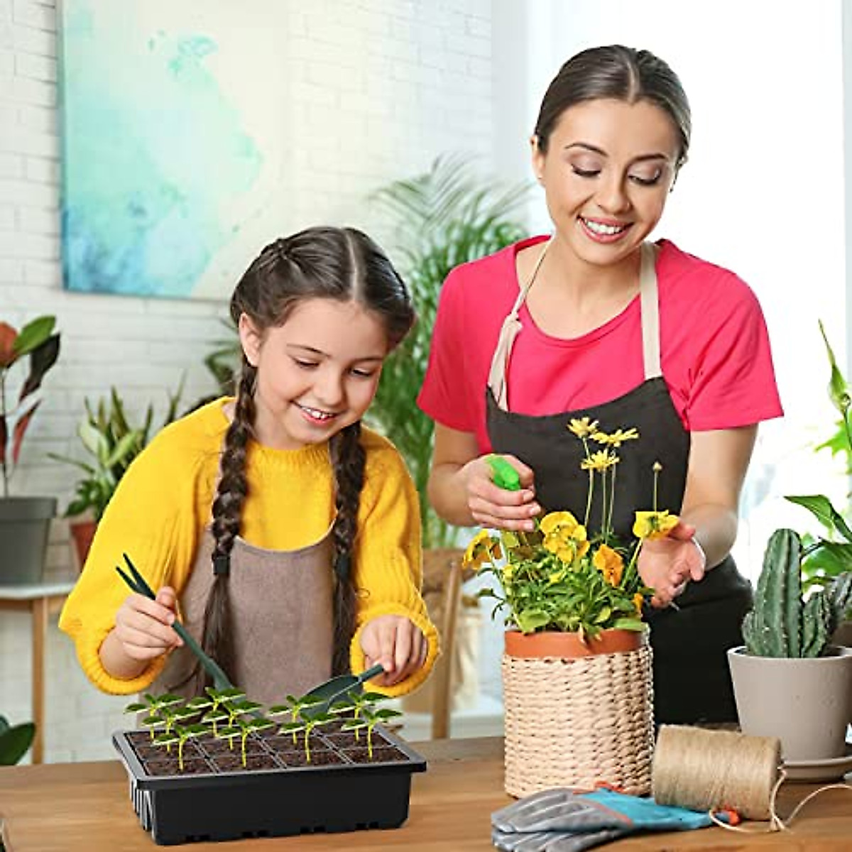 EVEAGE Seed Starter Tray-7 Packs Thicker Seed Starter Kit with 4.4" High Lid and Enlarged Independent Cells (4.5 * 4.5CM) Perfect for Replanting, Seedling Starter Trays with Humidity Vented Domes