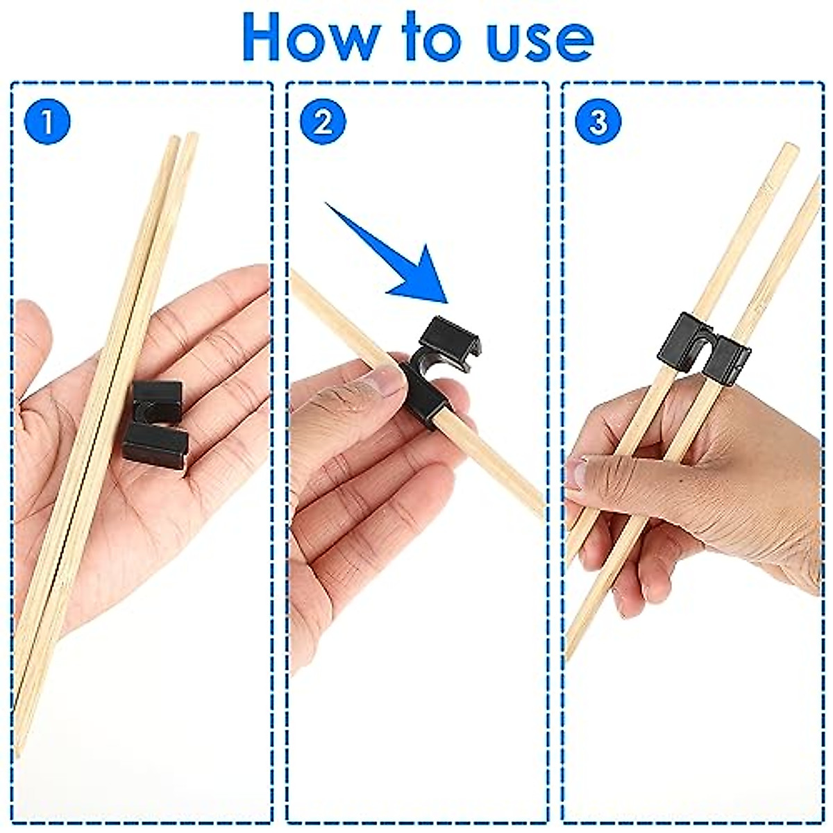 TIESOME 16Pcs Reusable Chopstick Helpers, Training Chopstick Hinges Connector Practice Chopsticks for Adults, Kids, Beginner, Trainers or Learner
