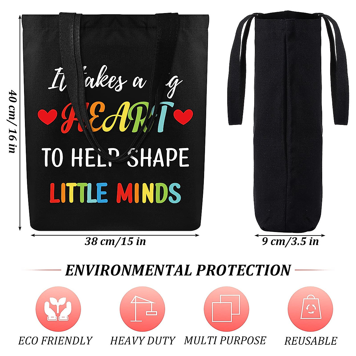 Xuniea 2 Pcs Teacher Appreciation Tote Bag, Teacher Gifts Idea Funny Reusable Canvas Bag for First End Day of School (Simple Style)