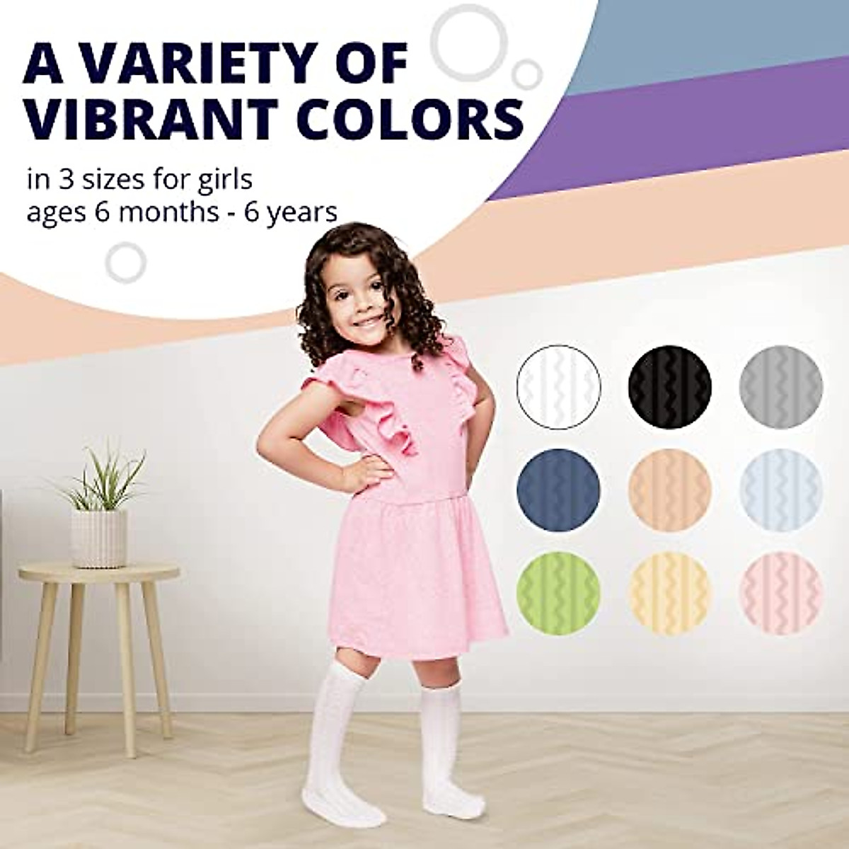LA ACTIVE Girls Knee High Socks Cozy Warm Cotton Uniform Athletic Socks for Toddlers Dress Socks