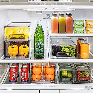 Sorbus Fridge Drawers - Clear Stackable Pull Out Refrigerator Organizer Bins - Food Storage Containers for Kitchen, Refrigerator, Freezer, Vanity & Fridge Organization and Storage (2 Pack | Medium)