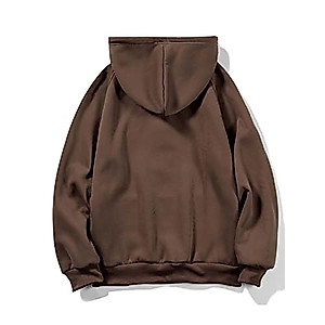 Floerns Men's Graphic Print Long Sleeve Drawstring Hoodie Pullover Sweatshirt Coffee Brown M