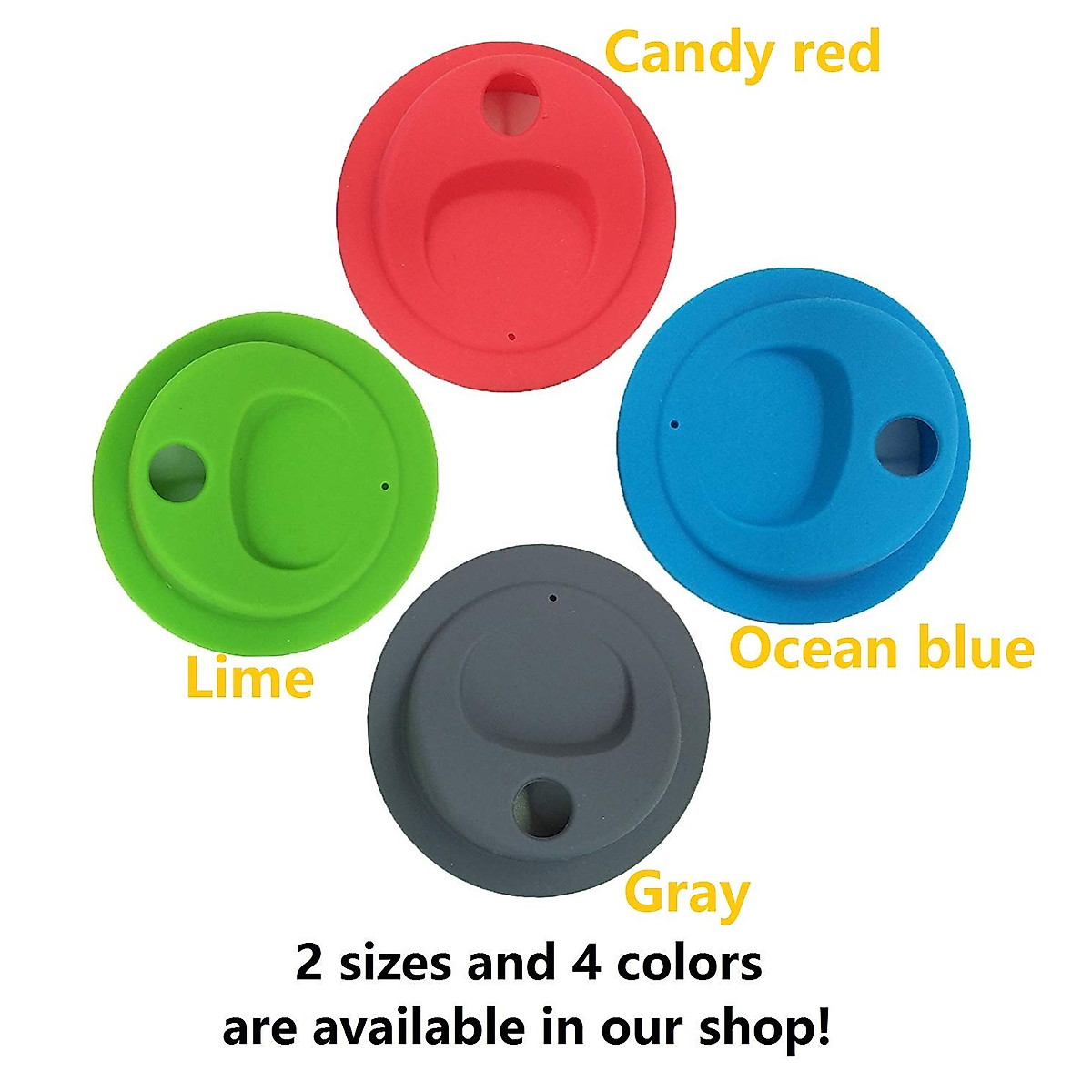 THINKCHANCES Reusable Food Grade and BPA Free Silicone Circulr Straw Hole Coffee Juice Drinking Sip Lid for Mason, Ball, Canning Jars (Wide Mouth, Grey) 6 Pack