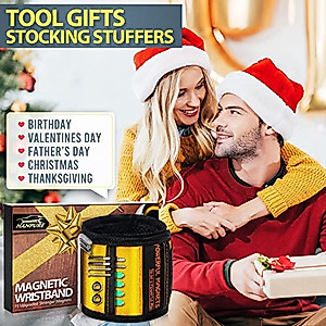 Tool Gifts for Men-Women Gadgets Magnetic Pickup Tool LED Light|Christmas Tool Gifts For Men Dad Husband|Unique Birthday Gifts and Magnetic Wristband for Holding Screws, Wrist Magnet, Gifts for Dad