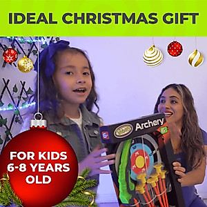 Toysery Kids Bow and Arrow Set with LED Flash Lights, Toy Bow and Arrow for Kids 8-12 Years Old - Toy Bow and Arrow Set for Boys and Girls, Includes Archery Bow, 6 Archery Arrows, Target, Quiver Green