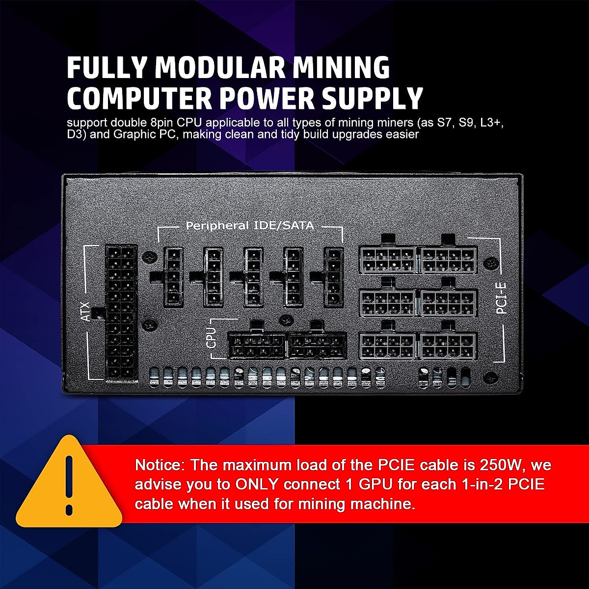 BITEO 2000W Fully Modular Power Supply APFC PC ATX Power BITEO PSU with Auto-Thermally Controlled Fan110V-240V Power Supply