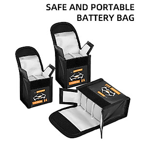 Anbee Lipo Battery Safe Bag Fireproof Safety Charging Storage Bag Compatible with DJI Mini 3/3 Pro RC Drone (Large, For 3pcs batteries)