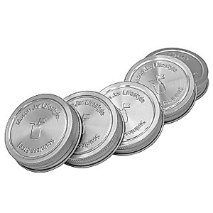 Mason Jar Lifestyle Rust Proof Stainless Steel Storage Lids with Silicone Seals (5 Pack, Regular Mouth)