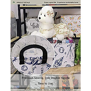 ONOEV Rectangular Folding Laundry Basket, waterproof Canvas Basket,gift basket,Suitable for children's room,Office,Clothes,Toys Storage (Blue Planet)