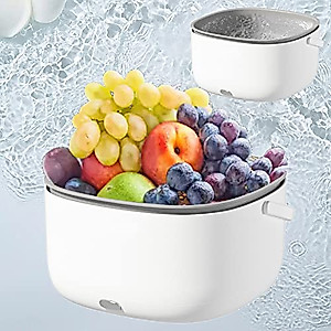 Buddeez Vegetable Cleaner, Fruit ultrasonic Cleaner, Multi-Function Dual Drainage Electric Vegetable Cleaning Basket, Fruit, Vegetable, Rice, Meat, Tableware Ingredient Food Purifier