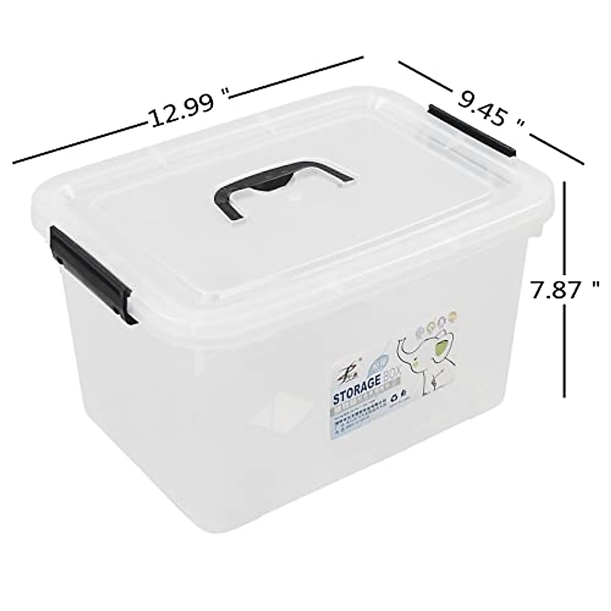 AnnkkyUS 4-pack Clear Boxes, Plastic Storage Bin with Lid, 10.5 Quarts