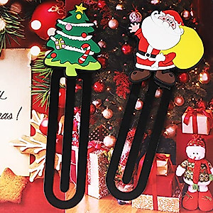 2 Pack Christmas Bookmarks for Kids 3D Non-Slip Santa Claus Bookmark and Page Holder Unique Gift Idea PVC Book Marker and Reading Accessories for Christmas Gift,100th Day of School Gift,Students