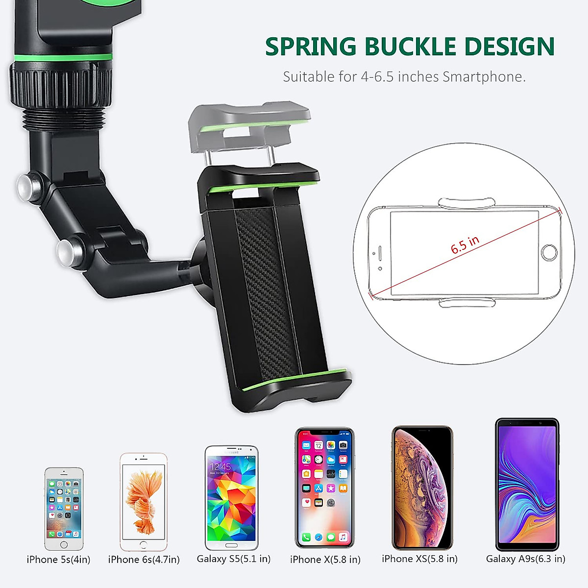 LvShuLiangPin Rearview Mirror Phone Mount Holder for Car, 360° Rotating, Multifunctional Mount Phone and GPS Holder Universal Car Phone Holder for All Smartphones