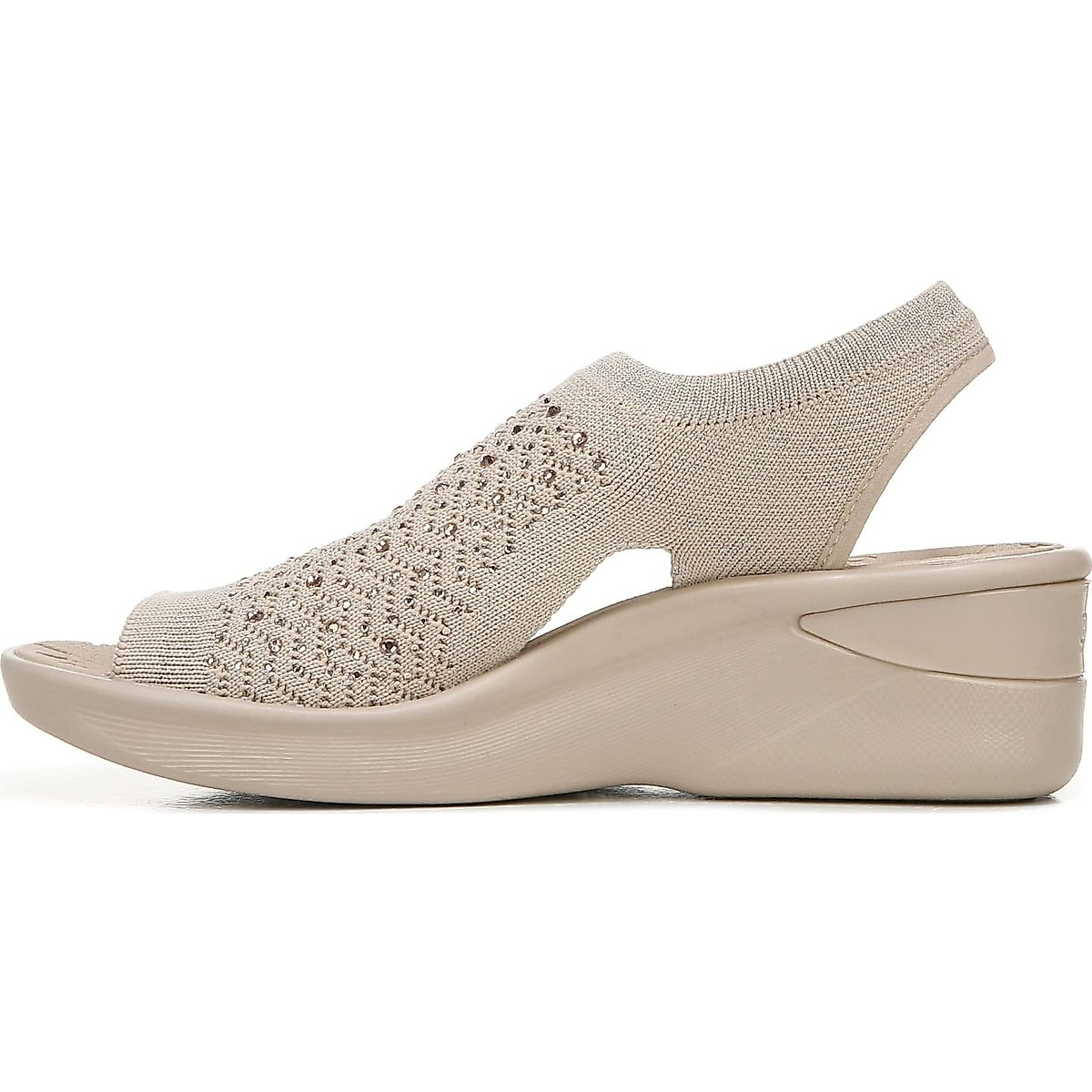 BZees Womens Star Bright Slingback Wedge Sandal, Champagne, 8.5 US