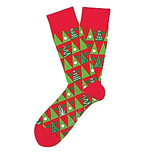 TWO LEFT FEET Unisex-Adult's Holiday Crew Sock, pine grove, M/L