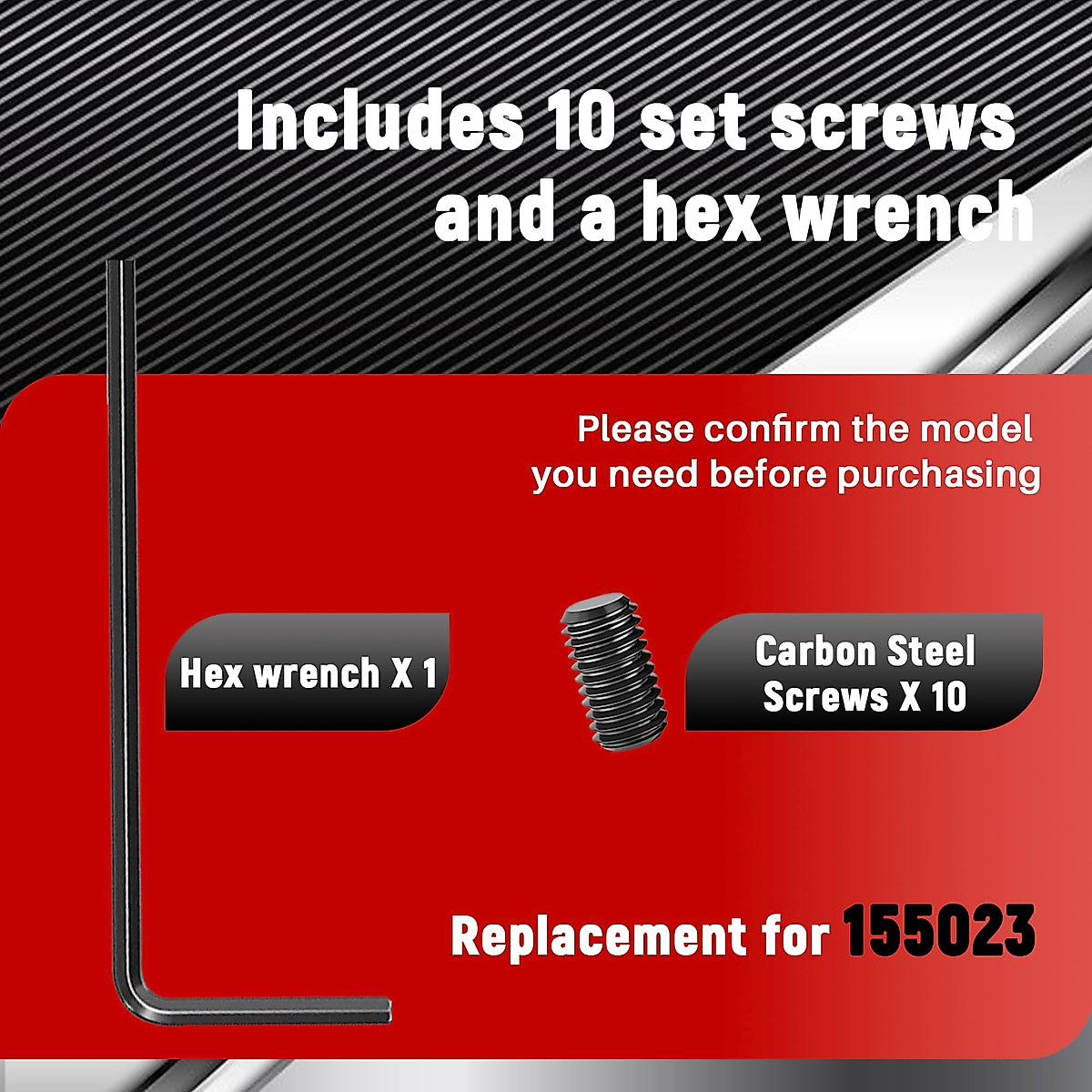 Terixe 10-Pack 155023 Screw Kit Replacement for Moen | Carbon Steel Set Screw Kit | Includes Wrench for Kitchen Faucet Handle Repair & Faucet Replacement Parts