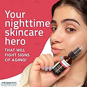 Retinol Serum for Face with Hyaluronic Acid, Hydrating Night Serum for Face, Retinol for Acne, Wrinkle & Dark Spots, Anti Aging Serum, Retinol for Face, Skin Care Face Serum for Men & Women by YEOUTH