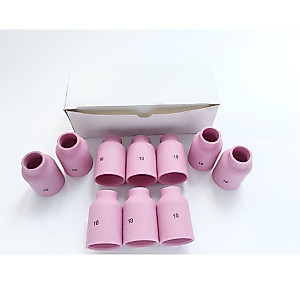 10Pcs TIG Welder Torch Accessories-Pink Large Gas Lens Cup Alumina Nozzle Shield (Size #10/53N88)