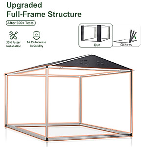 VIWAT 10x10 FT Outdoor Storage Shed, Garden Shed with Updated Frame Structure and Lockable Doors, Metal Tool Sheds for Backyard Garden Patio Lawn,Brown