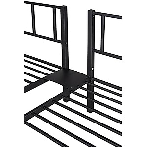 Tmosi Triple Bunk Beds, 3 Twin Bunk Beds for Kids Teens Boys Grils,Metal Heavy Duty Bunk Bed with Guardrail Ladder,Convert into 3 Twin Beds (Black)