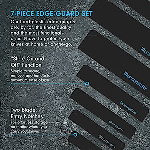 Messermeister Edge-Guard Set of 7, Black - Fashionable & Functional Knife Protector for Slicer, Chef’s, Santoku, Utility, Steak & Parer Knives - 2 Blade Entry Notches - Includes 7 Knife Edge Guards
