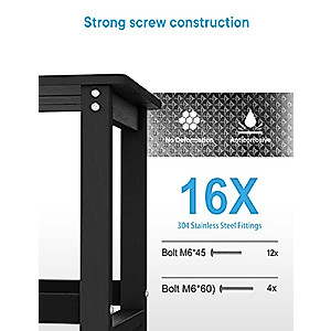 MXIMU Outside Adirondack Square Side Table, Weather Resistant Patio Table, Outdoor End Tables for Backyard, Pool, Indoor Companion, Front Porch (Single Layer, Black)