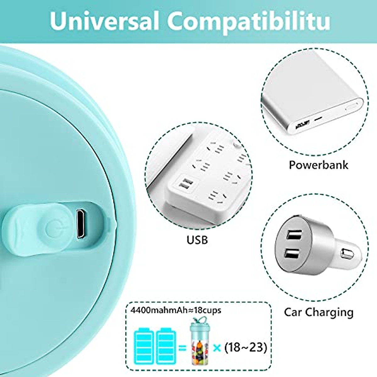 BTOYM Portable Blender, 19oz Personal Hand Blender for Smoothies and Shakes,4400mAh Mini Blender with Rechargeable USB, Six 3D Blades Handheld Juicer Perfect for Home, Travel, Office, Gym