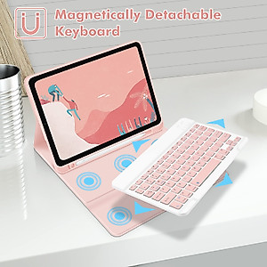 GOKOCO Keyboard case for iPad Air 6th 11 inch 2024 M2,iPad Air 5th Gen 10.9 Inch Keyboard Case 2022,Detachable Bluetooth Keyboard Cover for iPad Air 4th Gen 2020 with Pencil Holder,Auto Sleep-Pink