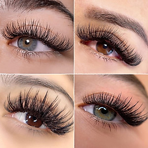 VEYES INC Easy Fan Volume Lash Extensions 03 05 07 J/B/L/C/CC/D/DD Curl 8-25mm Mixed & Single Length Tray, Matte Black Self Fanning Eyelashes, Professional Supplies for Lash Techs (0.05 D 8-16mm)