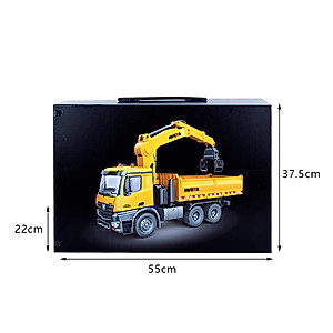 AINIX RC Dump Truck, 1/24 2.4G RC Dump Truck Transport Vehicle with Crane RC Truck Car with Lights and Sound Effects, Construction Site Vehicle Toy Gift for Kids Adults, (D0210219KQFIQF7ZBT)